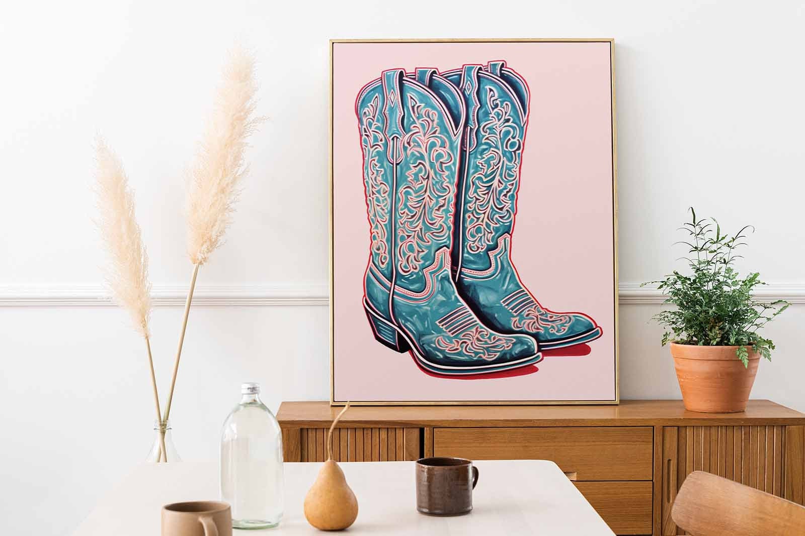 Cowboy Boots Printable Wall Art, Cowgirl Boots Digital Art, Modern Art ...
