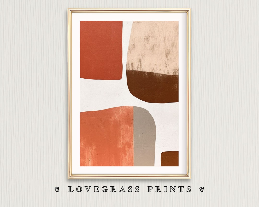 Rocks Terracotta Art, Printable Geometric Rock Print, Burnt Orange ...
