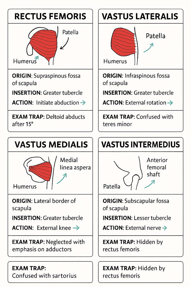Lower Limb Anatomy Flashcard Bundle: Rotator Cuff, Quadriceps, Gluteals ...