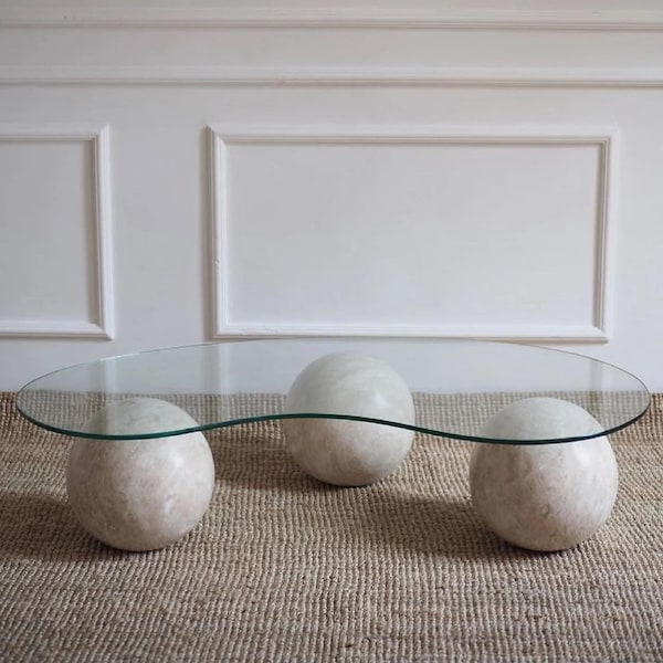 Stone and Glass Coffee Table - Etsy