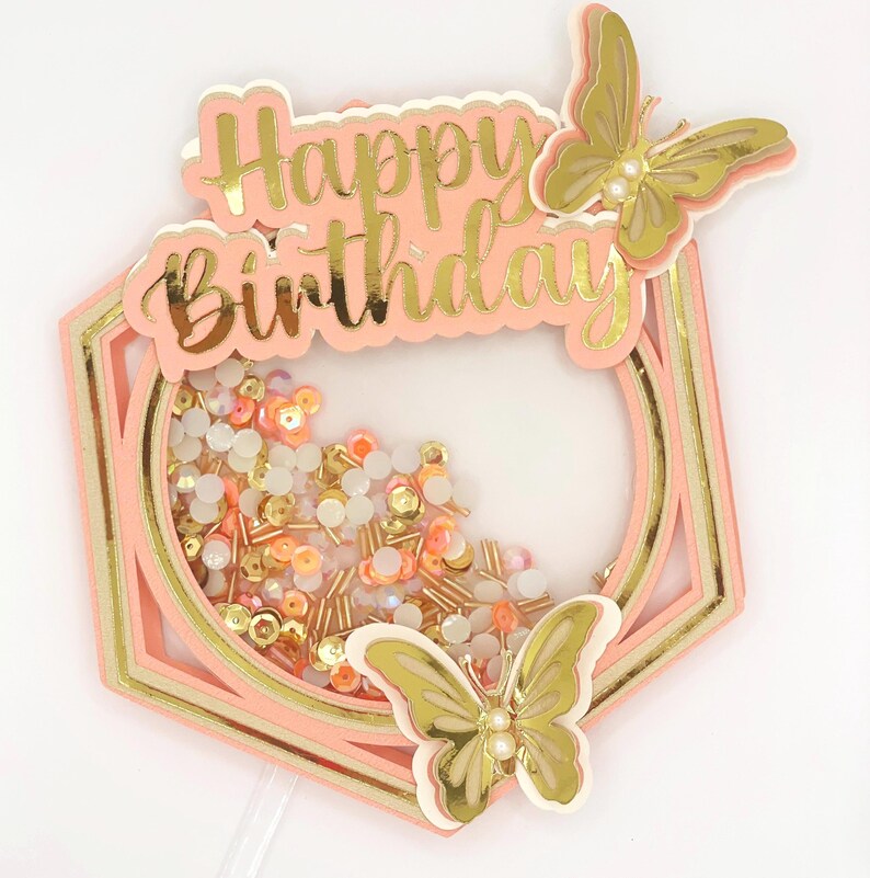 Happy Birthday Cake Topper, Shaker Cake Topper, Birthday Shaker Cake ...