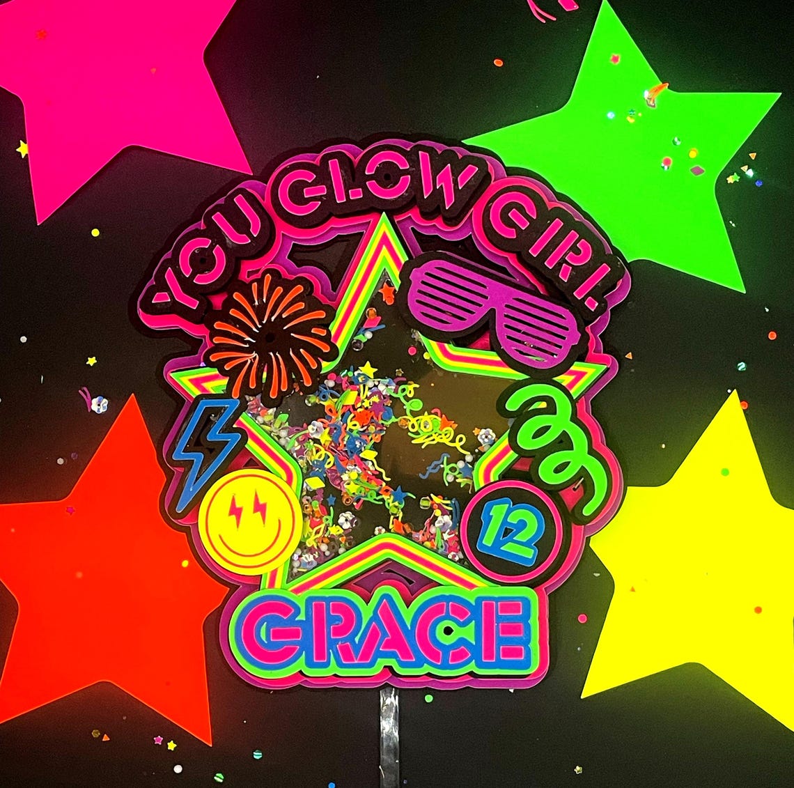 Glow Party Cake Topper, Glow Birthday, You Glow Girl, Shaker Cake ...