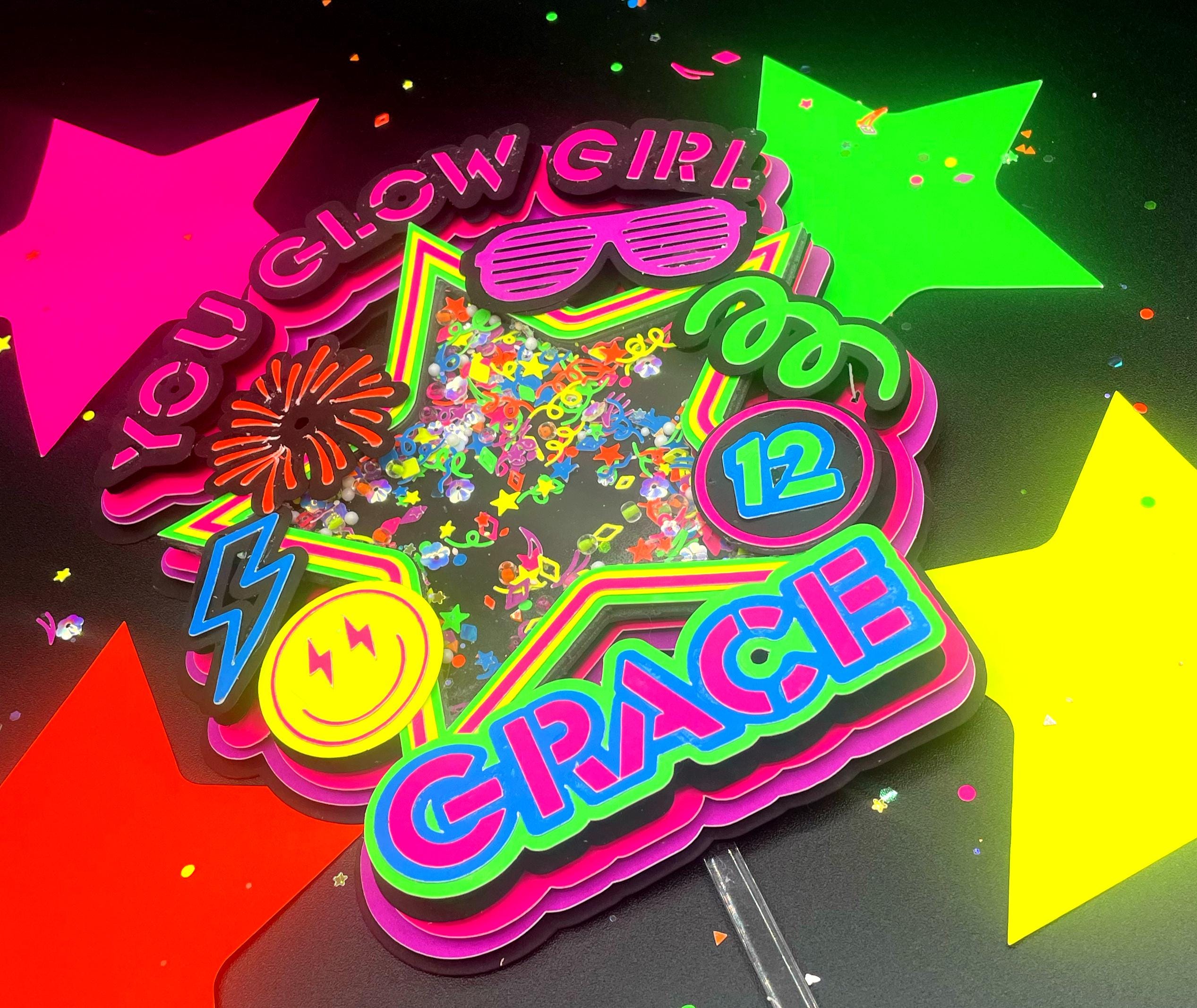 Glow Party Cake Topper, Glow Birthday, You Glow Girl, Shaker Cake ...