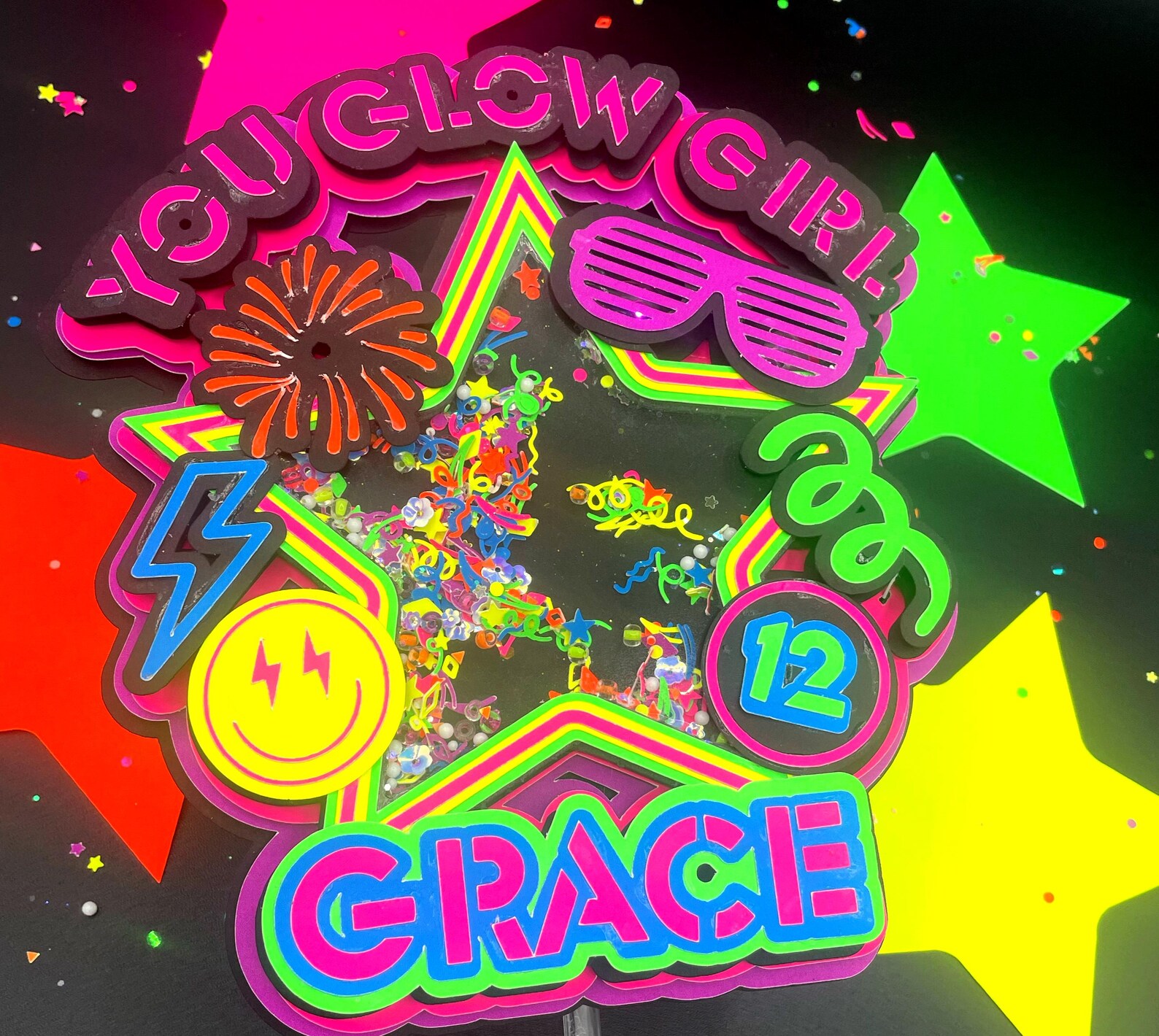 Glow Party Cake Topper, Glow Birthday, You Glow Girl, Shaker Cake ...