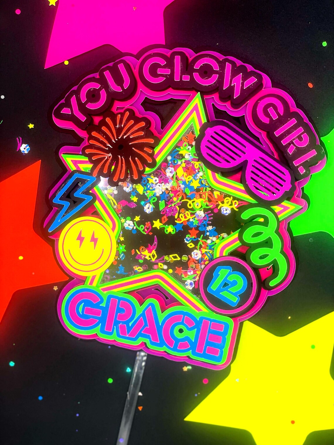Glow Party Cake Topper, Glow Birthday, You Glow Girl, Shaker Cake ...