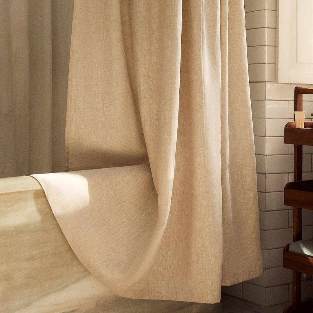 Elegant Linen Shower Curtain for Modern Bathroom Decor - Etsy