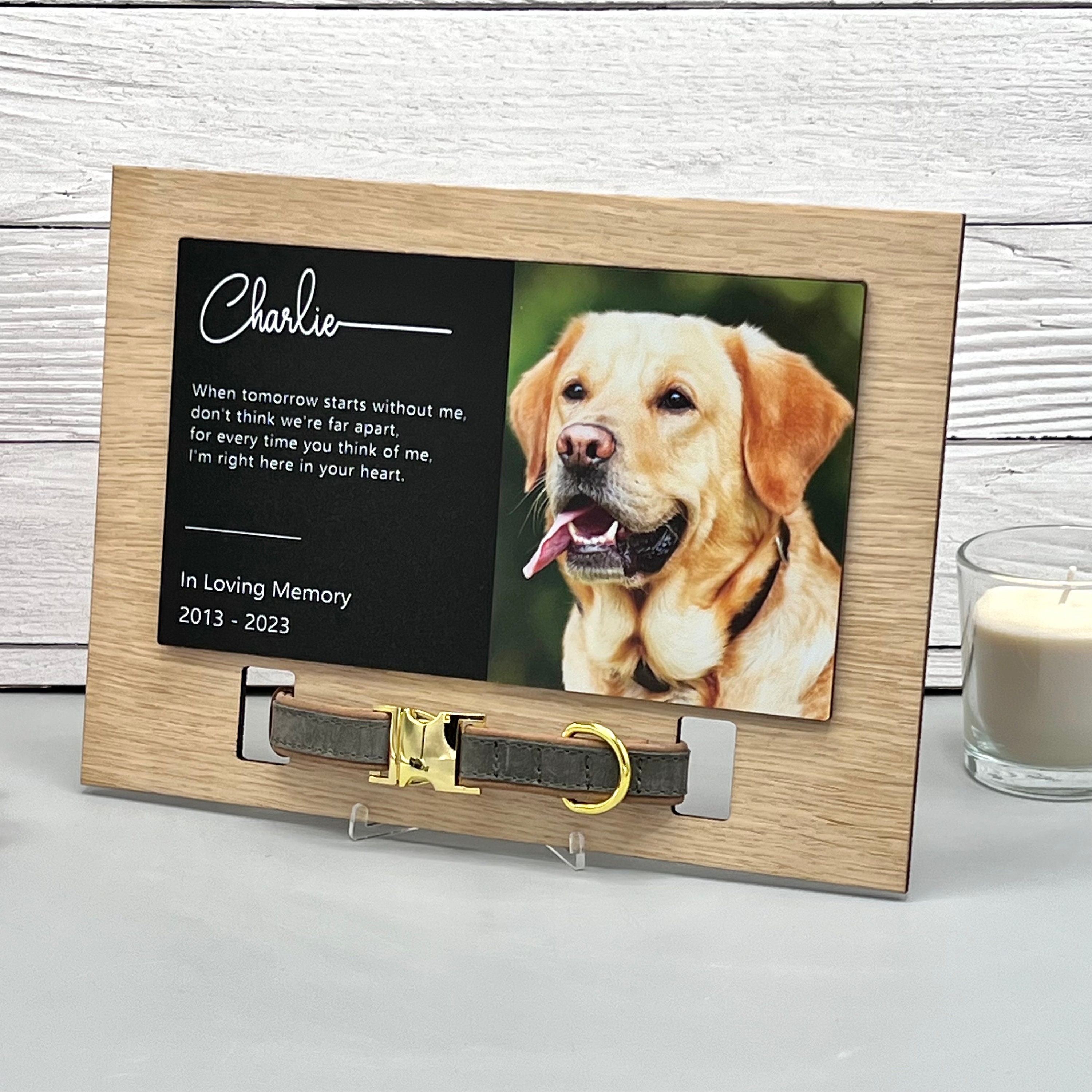 Custom Dog Collar Memorial Frame, Personalized Memorial Picture Frame ...