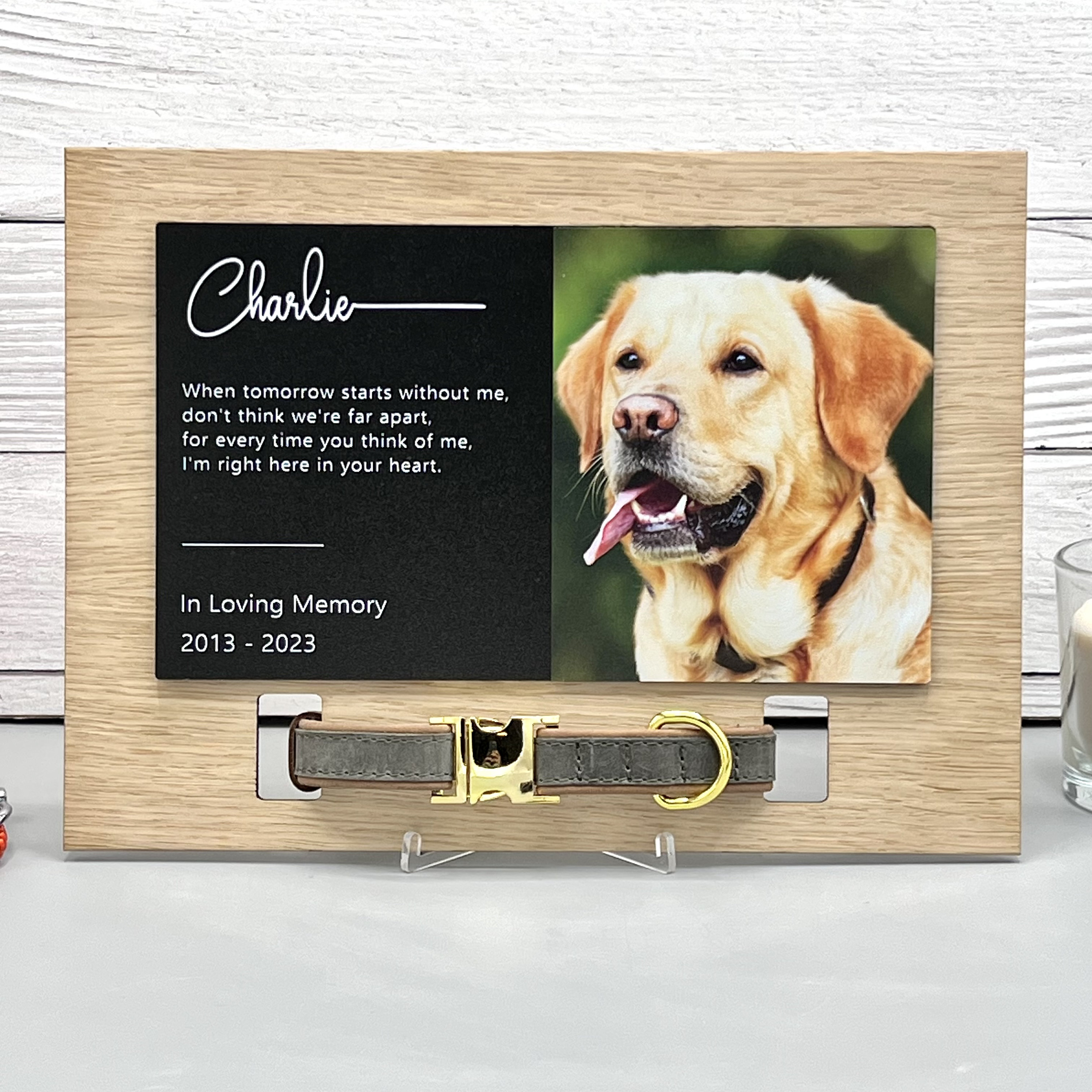 Custom Dog Collar Memorial Frame, Personalized Memorial Picture Frame ...