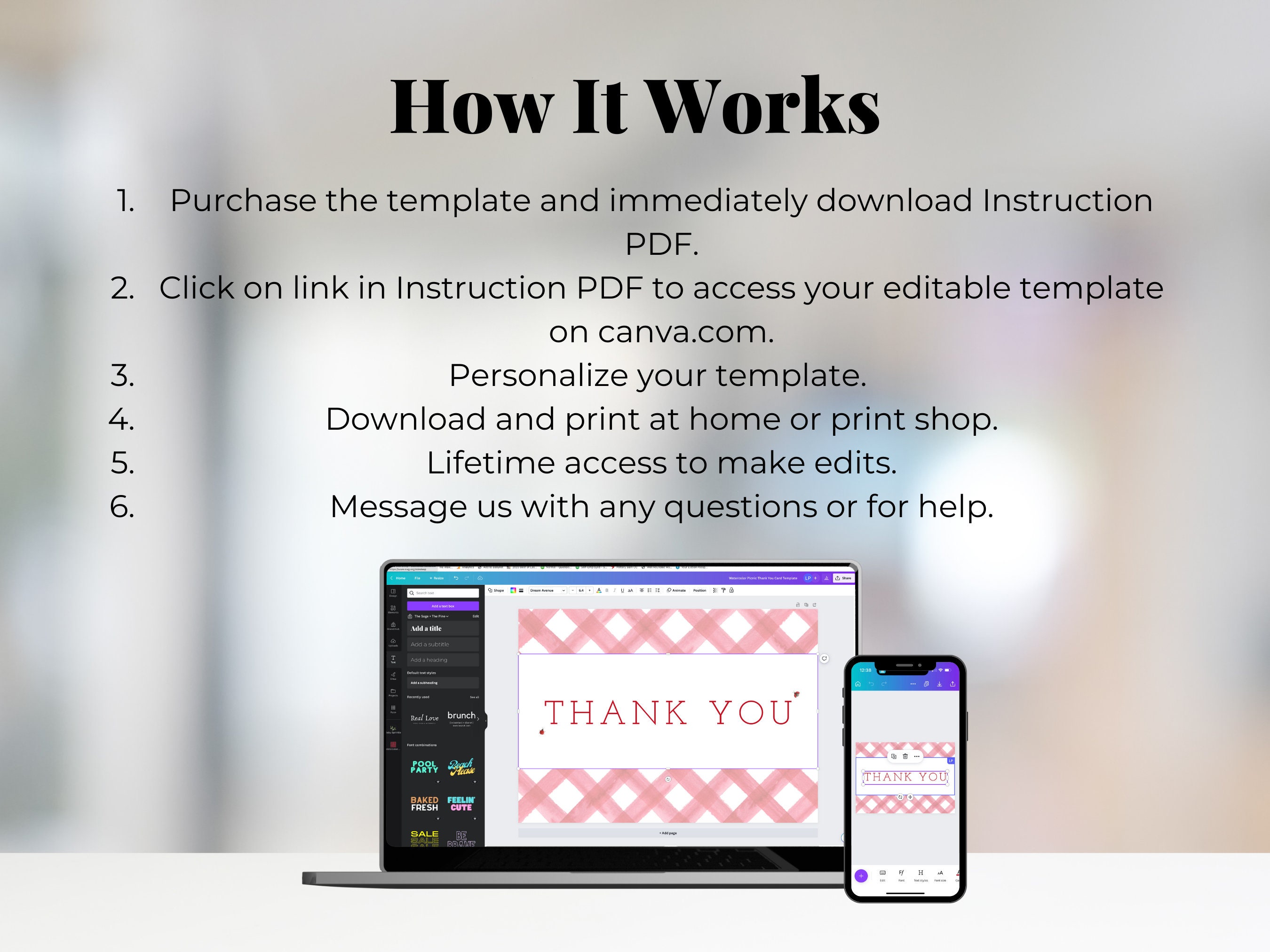 Editable Thank You Card, Customizable Thank You Notecard Template ...