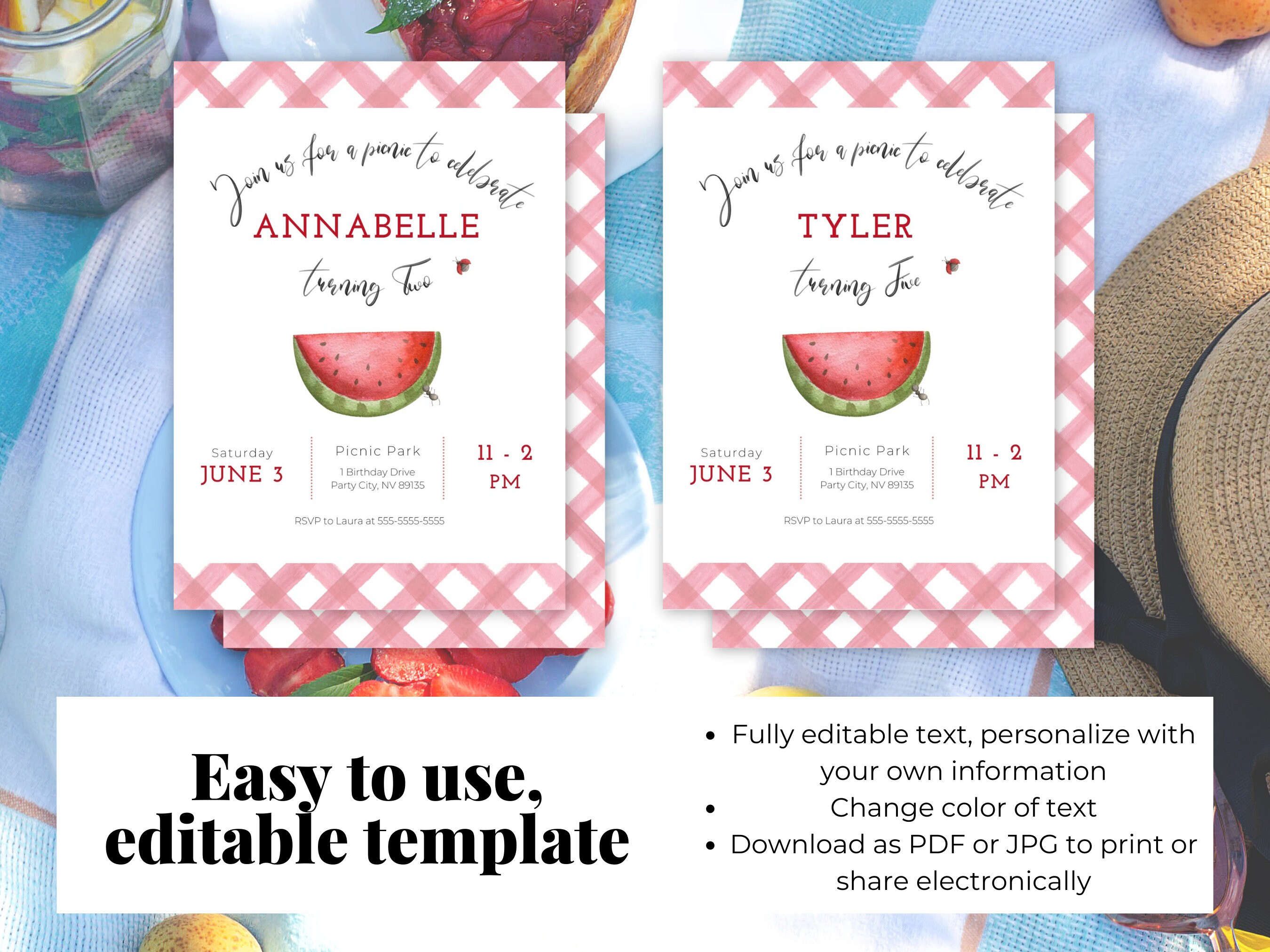 Editable Birthday Party Invitation, Customizable Invitation Template ...