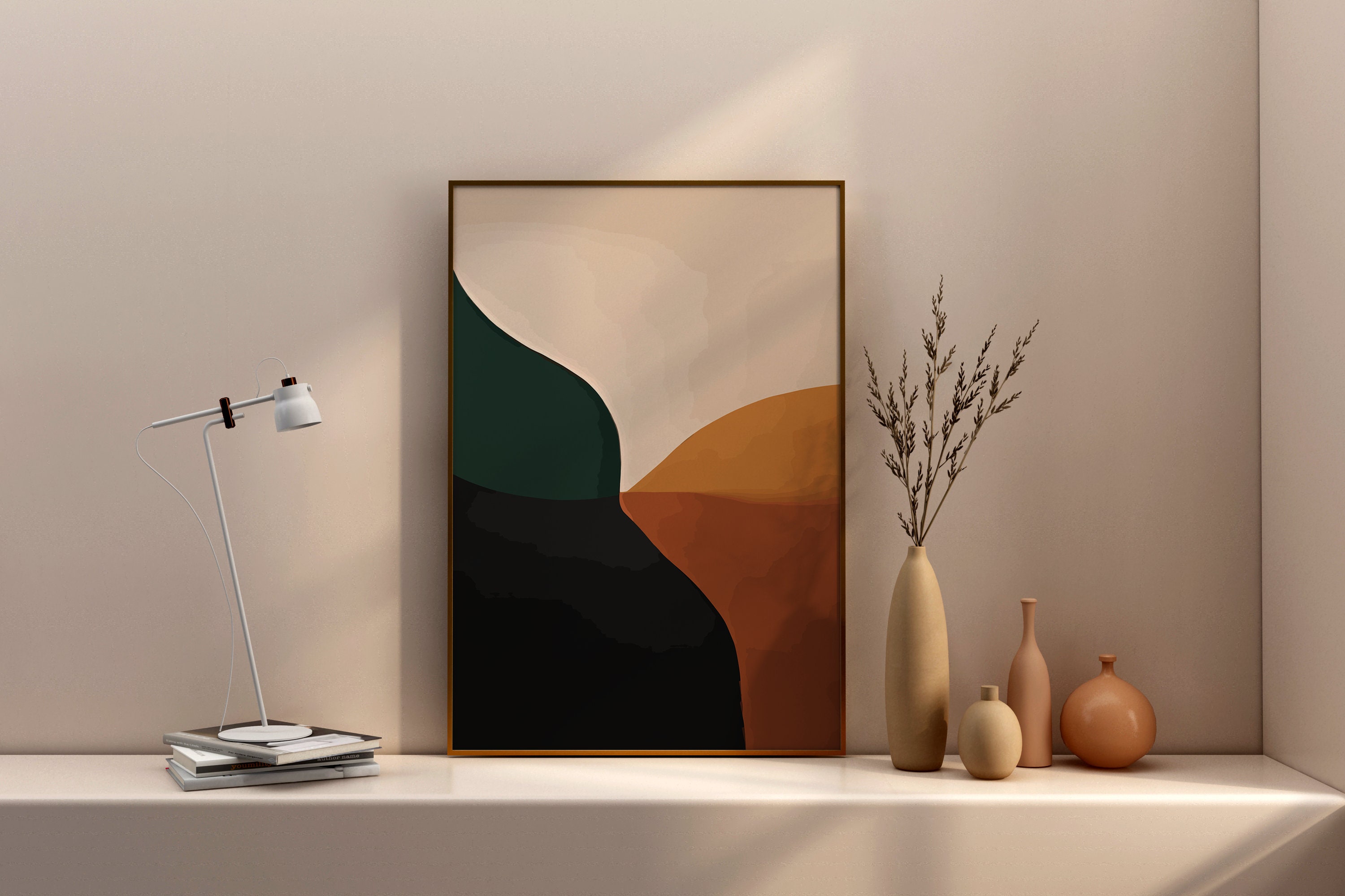 Boho Abstract Wall Digital Art Prints, Boho Wall Decor, Mid Century ...