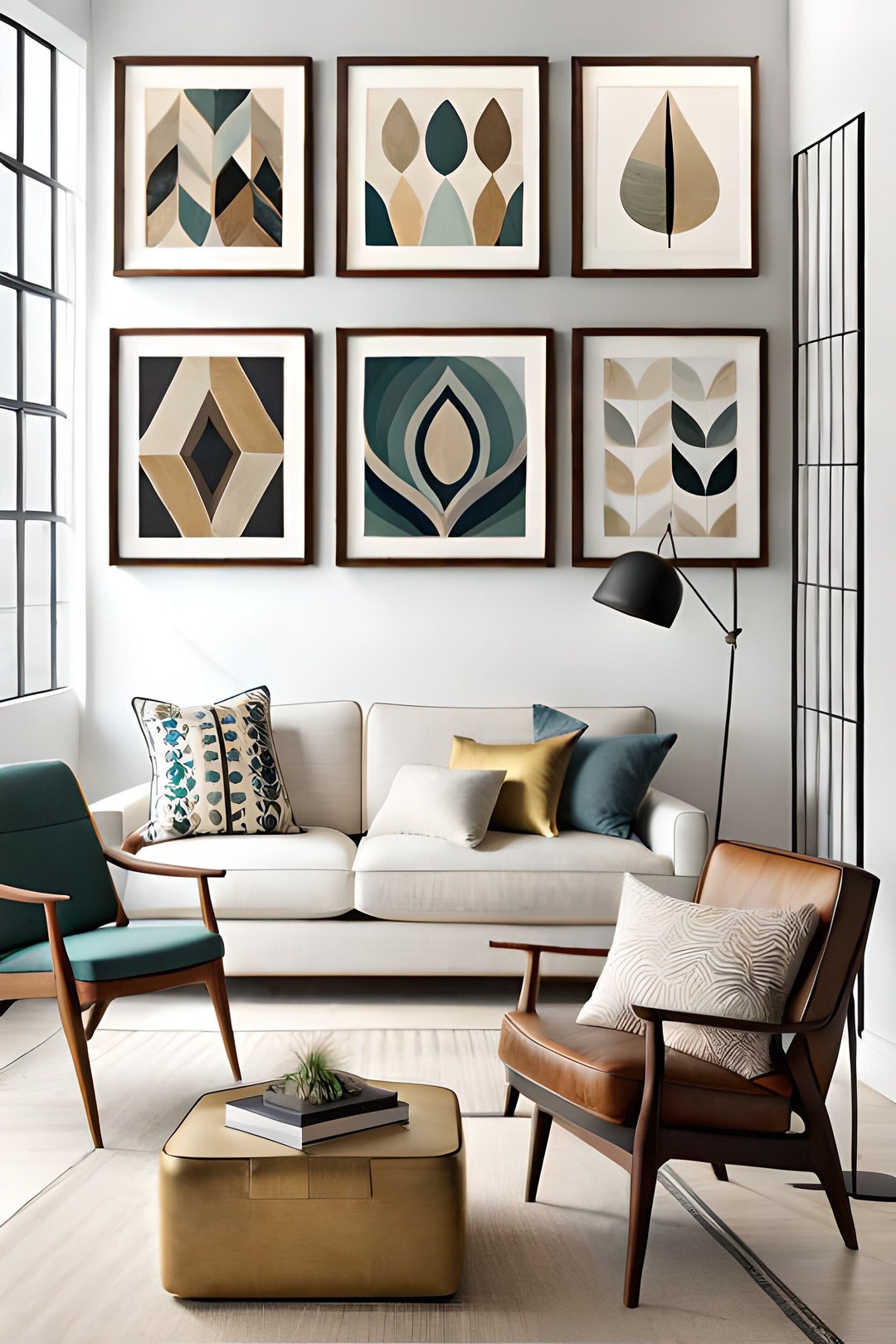 Boho Abstract Wall Digital Art Prints, Boho Wall Decor , Set of 6 Image ...