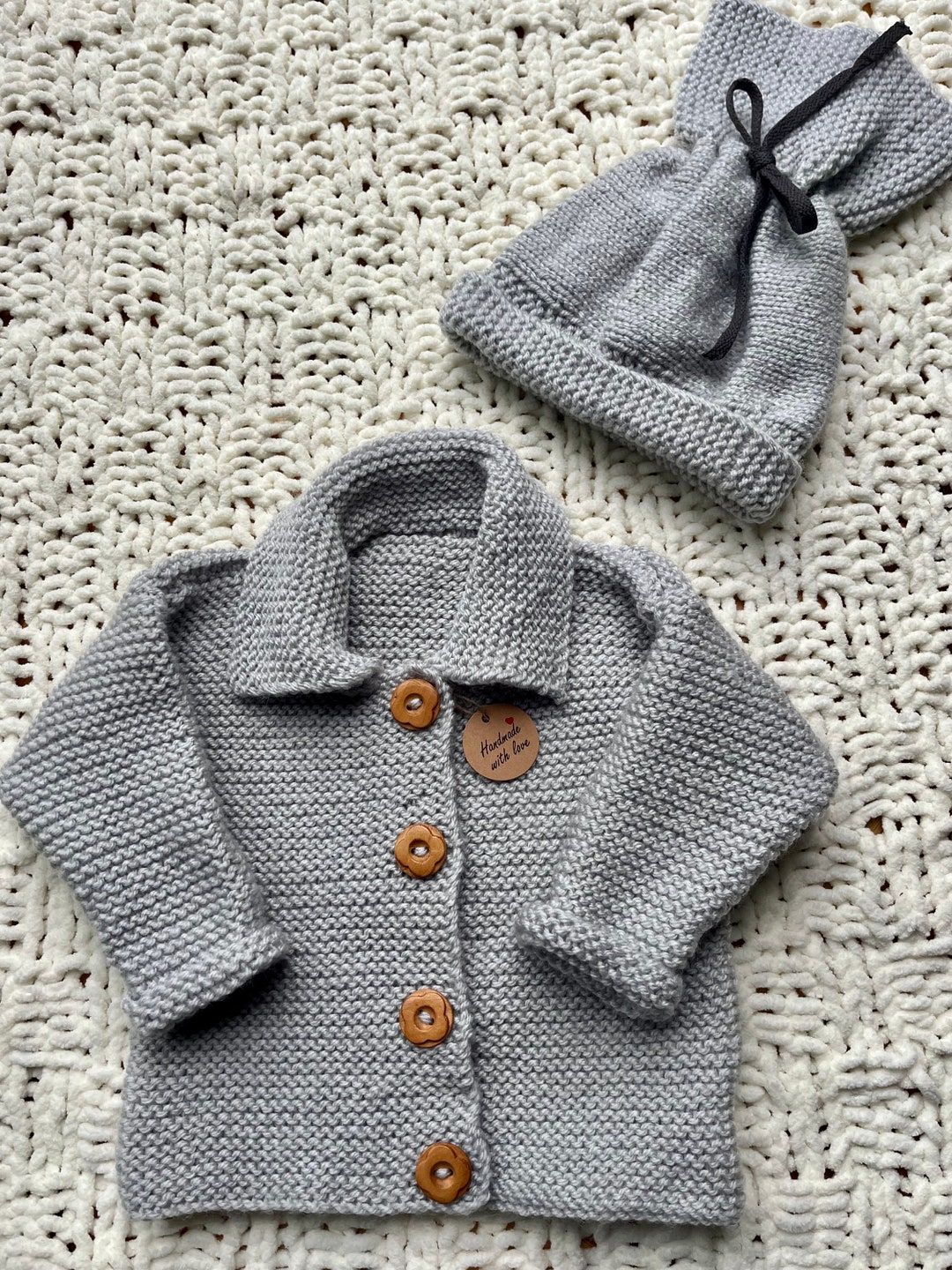 Hand Knitted Baby Matching Cardigan and Hat 3-6m - Etsy