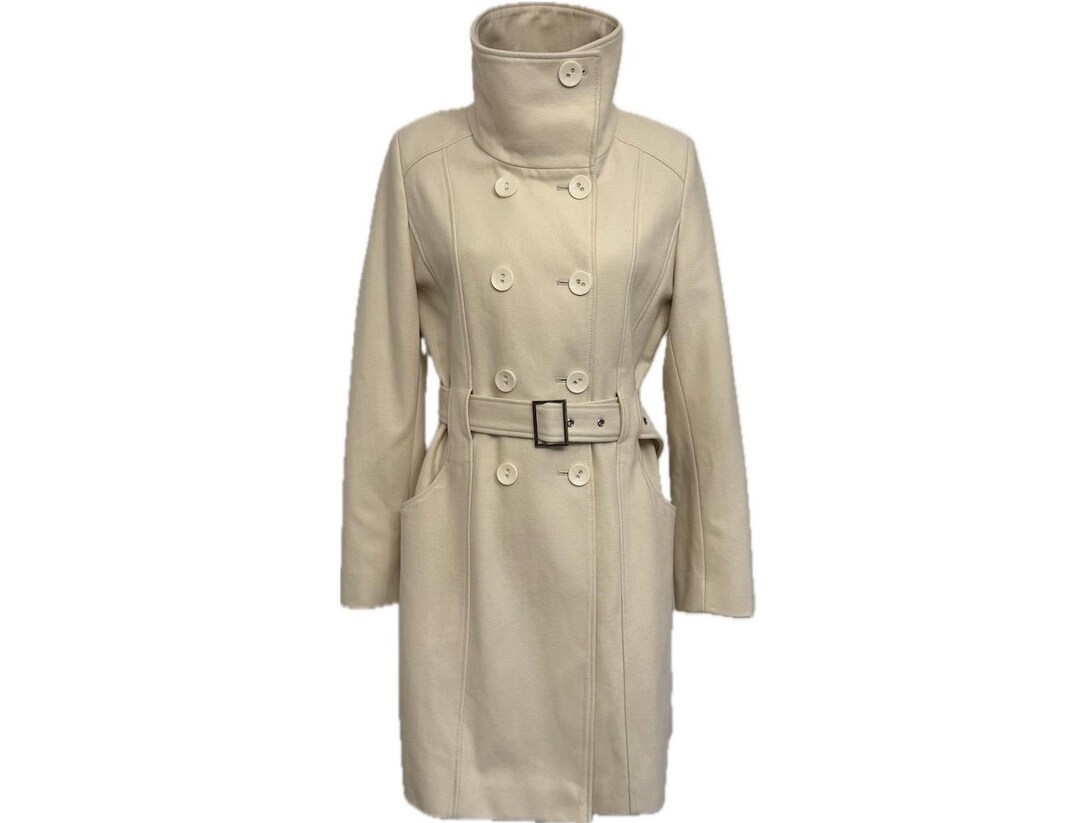 Vintage 2000’s Guess Ivory Wool Funnel Neck Coat - Large - Etsy