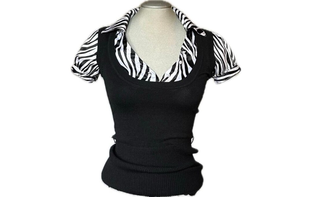 Vintage Y2K Office Siren Zebra Print Blouse - Small - Etsy