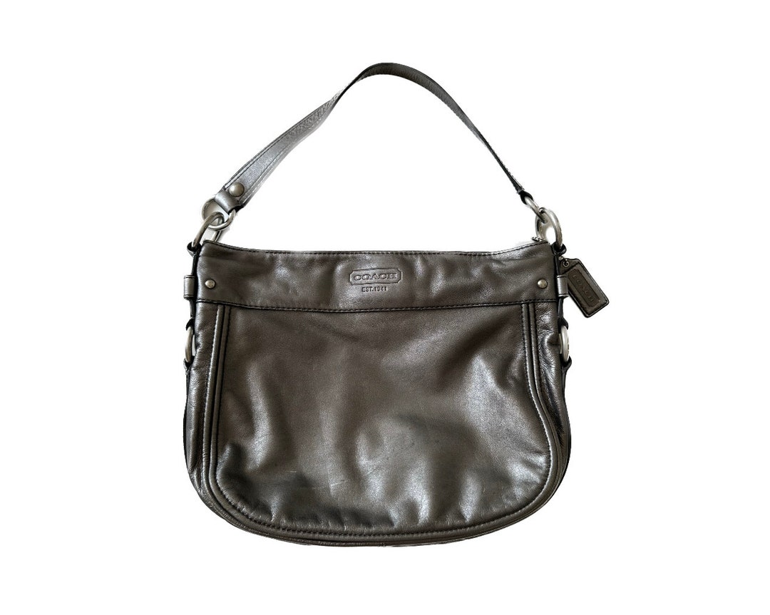 Silver Metallic Leather Coach Bag - Etsy