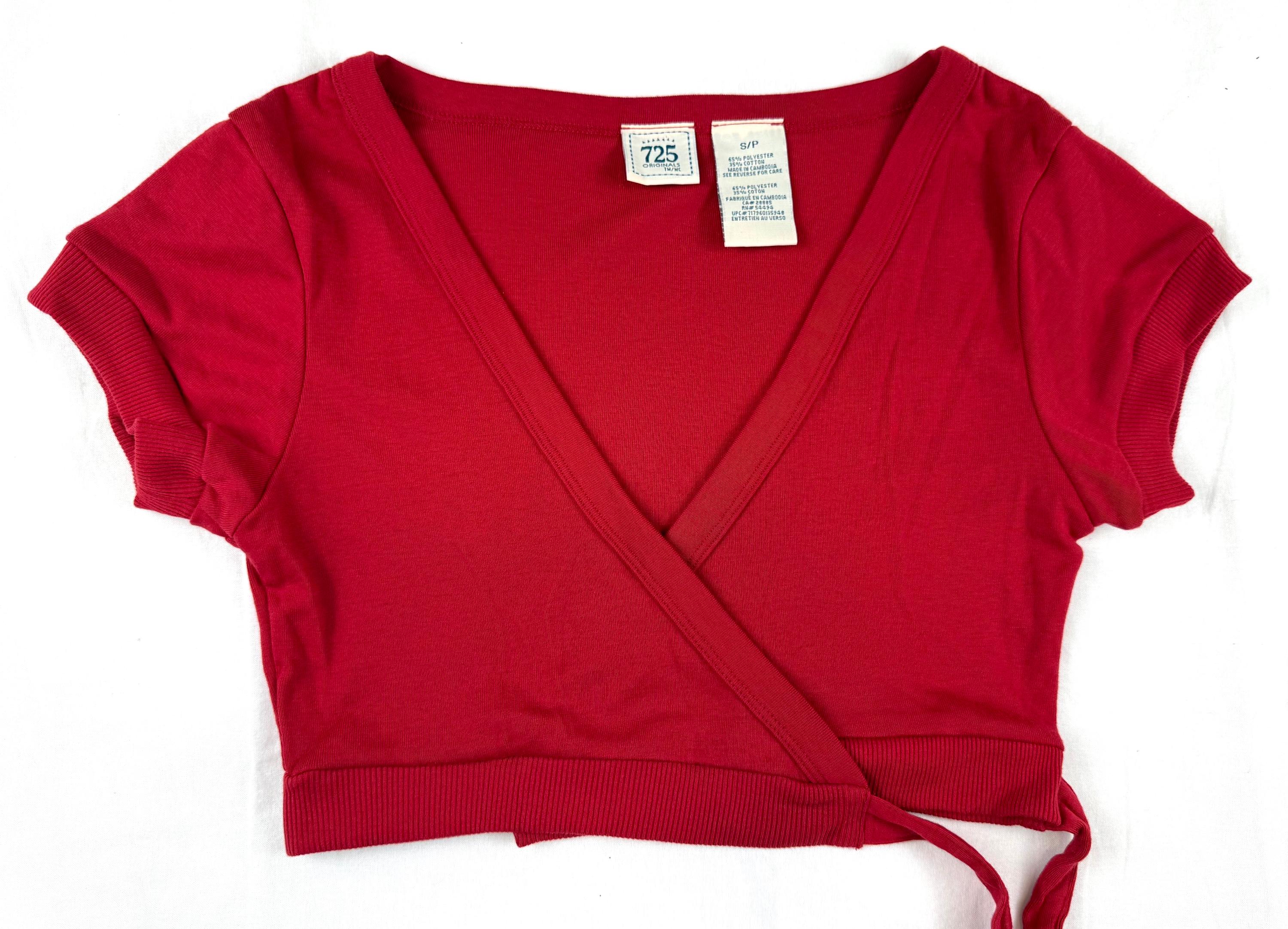 Vintage 2000s Red Cropped Wrap Top - Small - Etsy