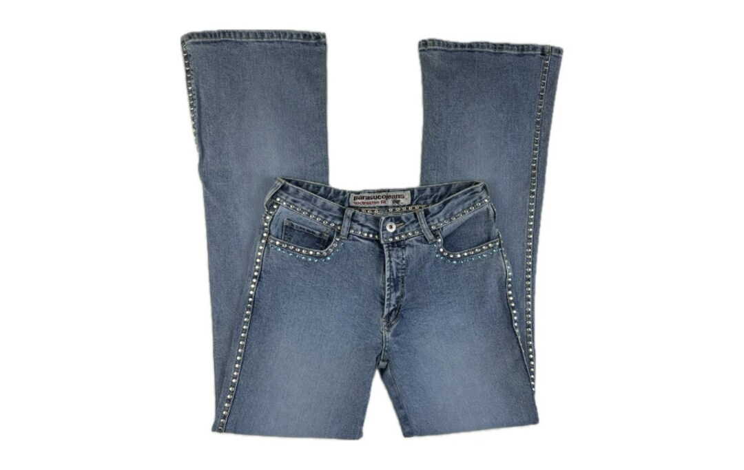 Vintage 90's Parasuco Mid Rise Flare Jeans With Studs - 27" Waist - Etsy