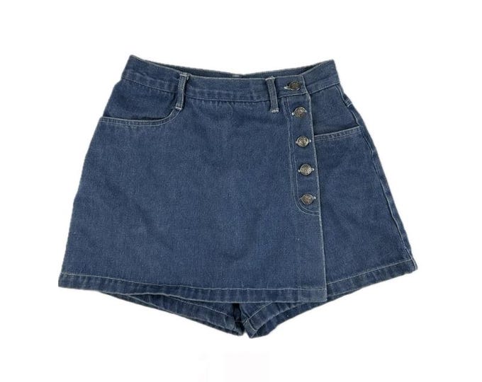Vintage 90’s Denim Skort by Just Elements - 25" Waist - Etsy