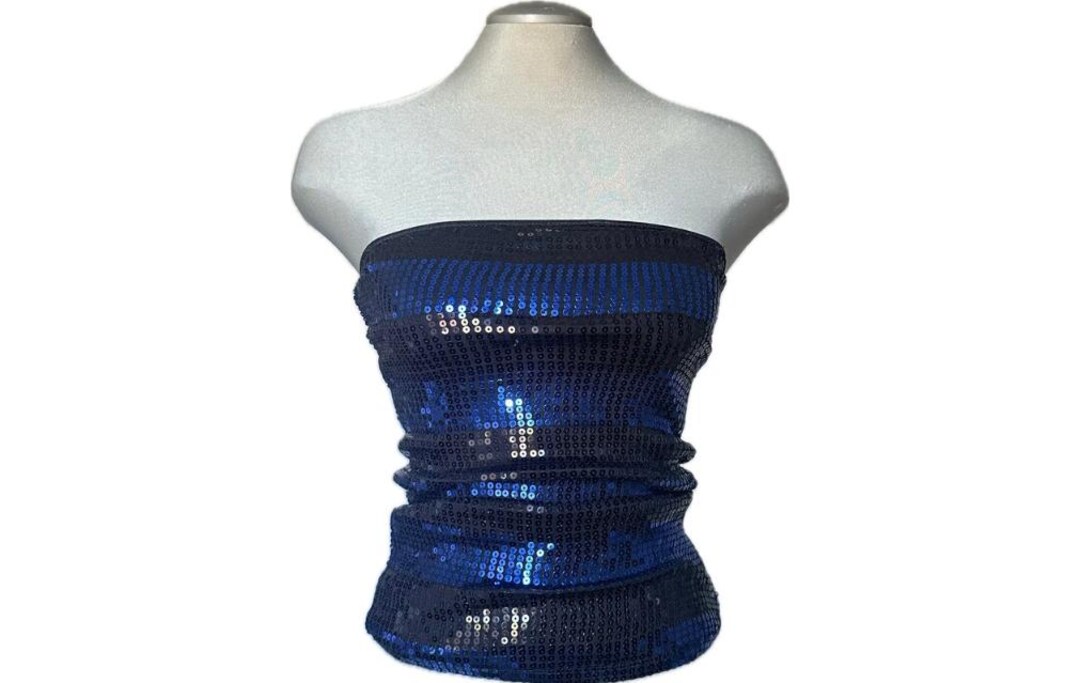 Vintage Y2K Blue Sequin Tube Top by Dynamite - Small - Etsy