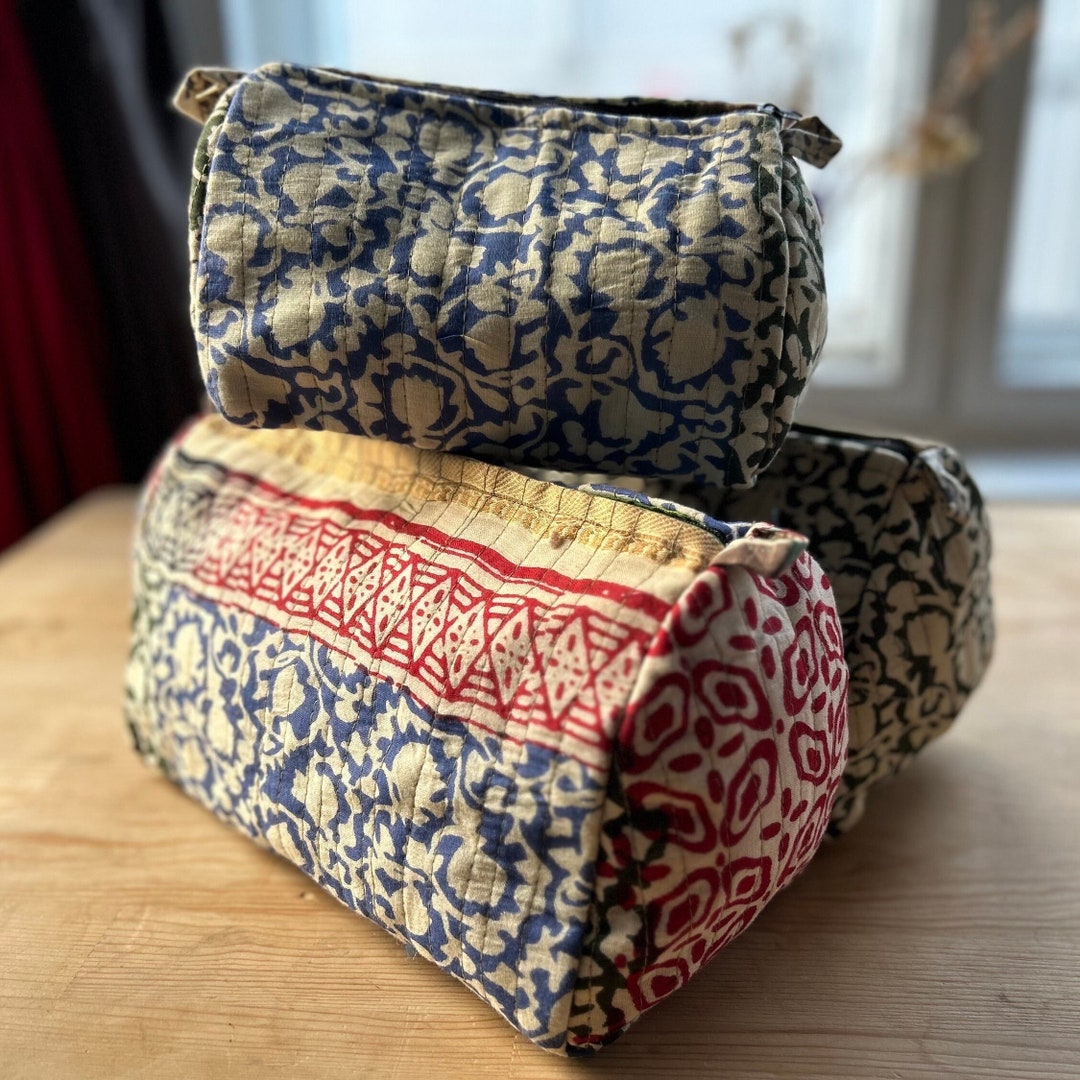 Cosmetic Bag / Make-up Bag Handmade From Block Print / - Etsy