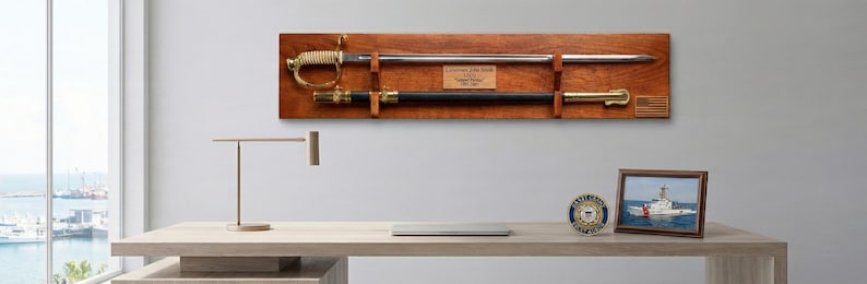 Coast Guard Sword Display in Maple Wood, USCGA Graduation Gift ...