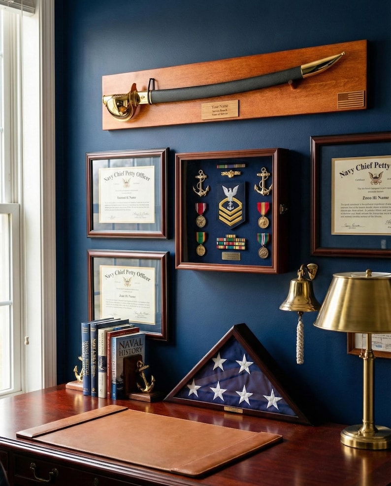 Navy Chief Cutlass Display, CPO Pinning Gift for Chief Petty Officer ...