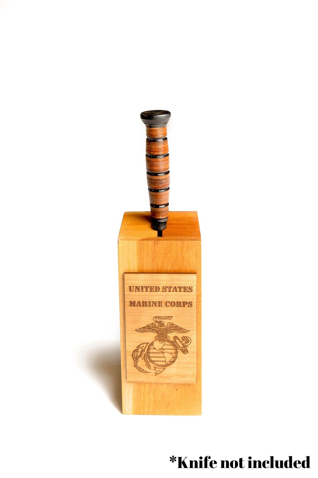 Engraved Marine Corps Knife Block: USMC Ka-bar Desktop Display - Etsy