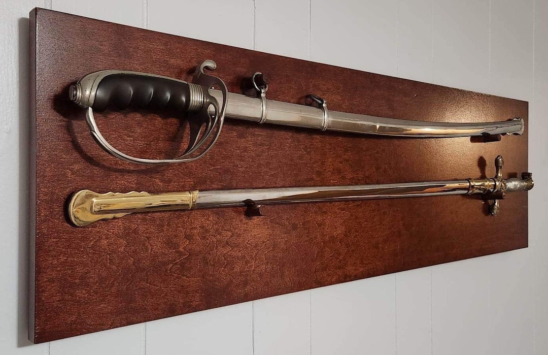 Double Military Sword Display / Two Sword Rack / Personalized - Etsy