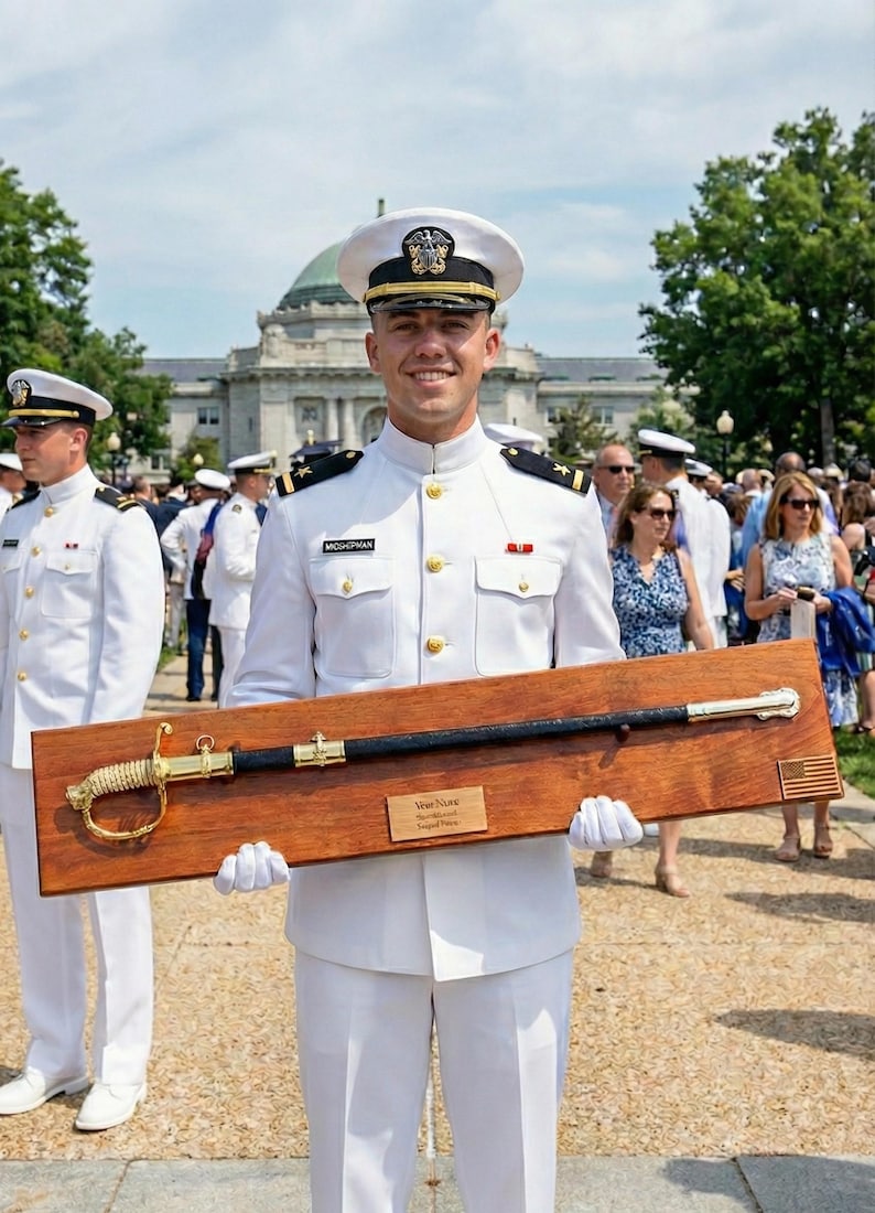 Navy Officer Sword Display, USNA Graduation Gift for Navy Officer ...