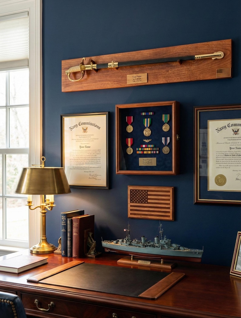 Navy Officer Sword Display, USNA Graduation Gift for Navy Officer ...