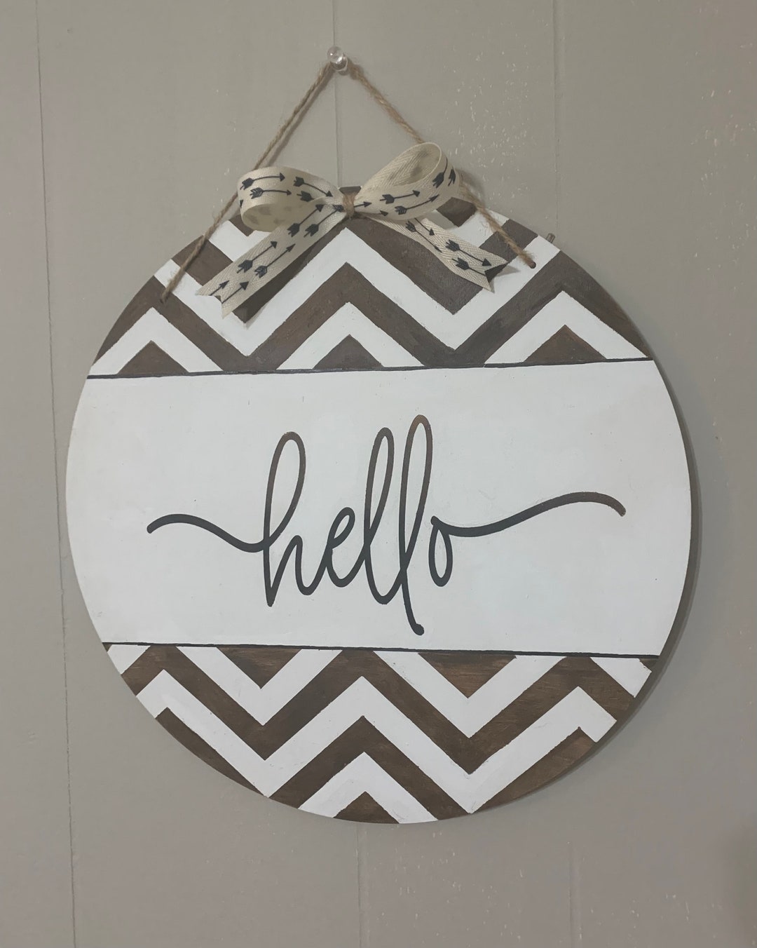 Hand Painted Wood Boho Wood Hello Sign - Etsy