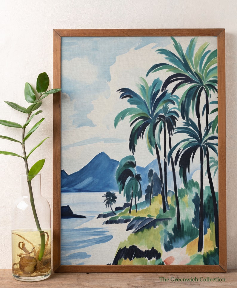 Tropical Printable Vintage Palm Trees Watercolor Painting - Etsy