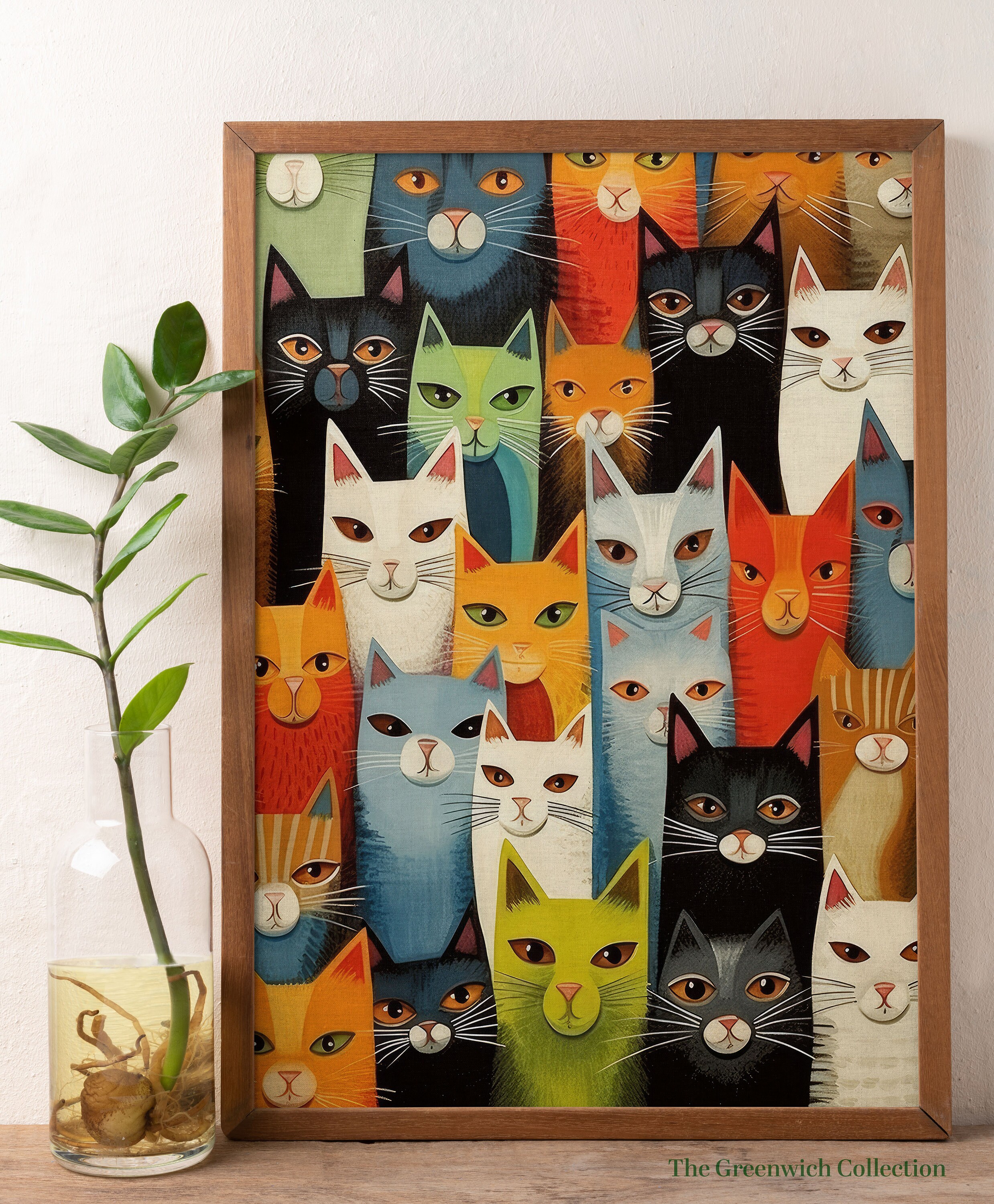 Cute Cats Printable Abstract Painting, Poster for Cat Lovers, Instant ...