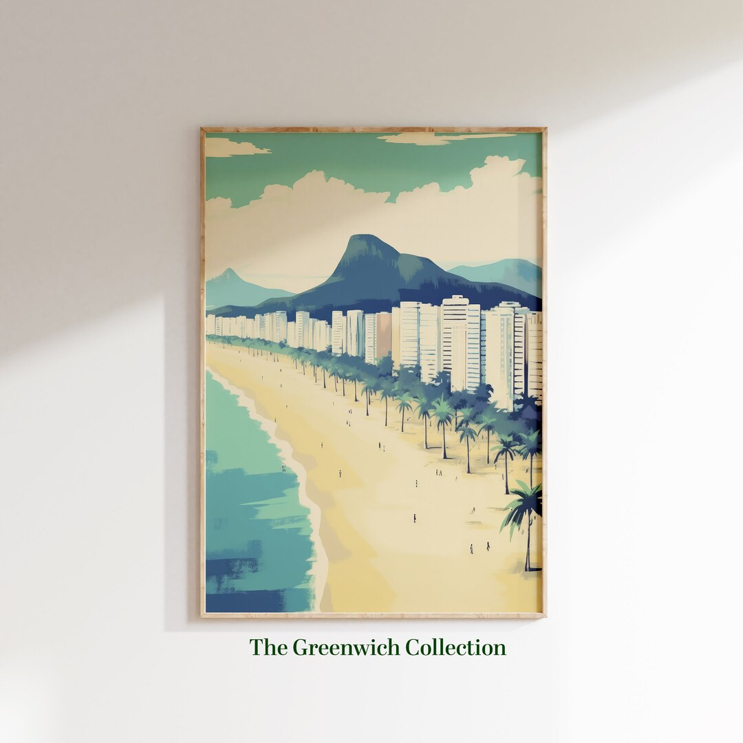 Beach Printable Vintage Brazil Painting, Neutral Summer Wall Decor ...