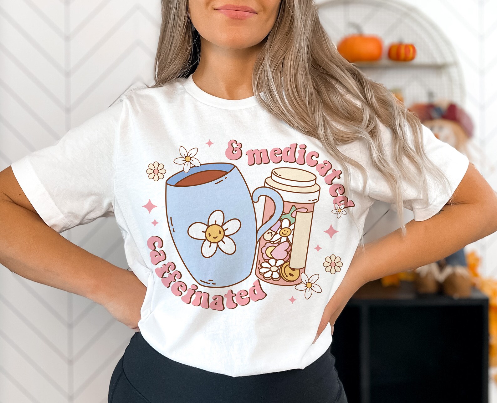 Caffeinated and Medicated Png, Cute Mental Health Design, Coffee Png ...