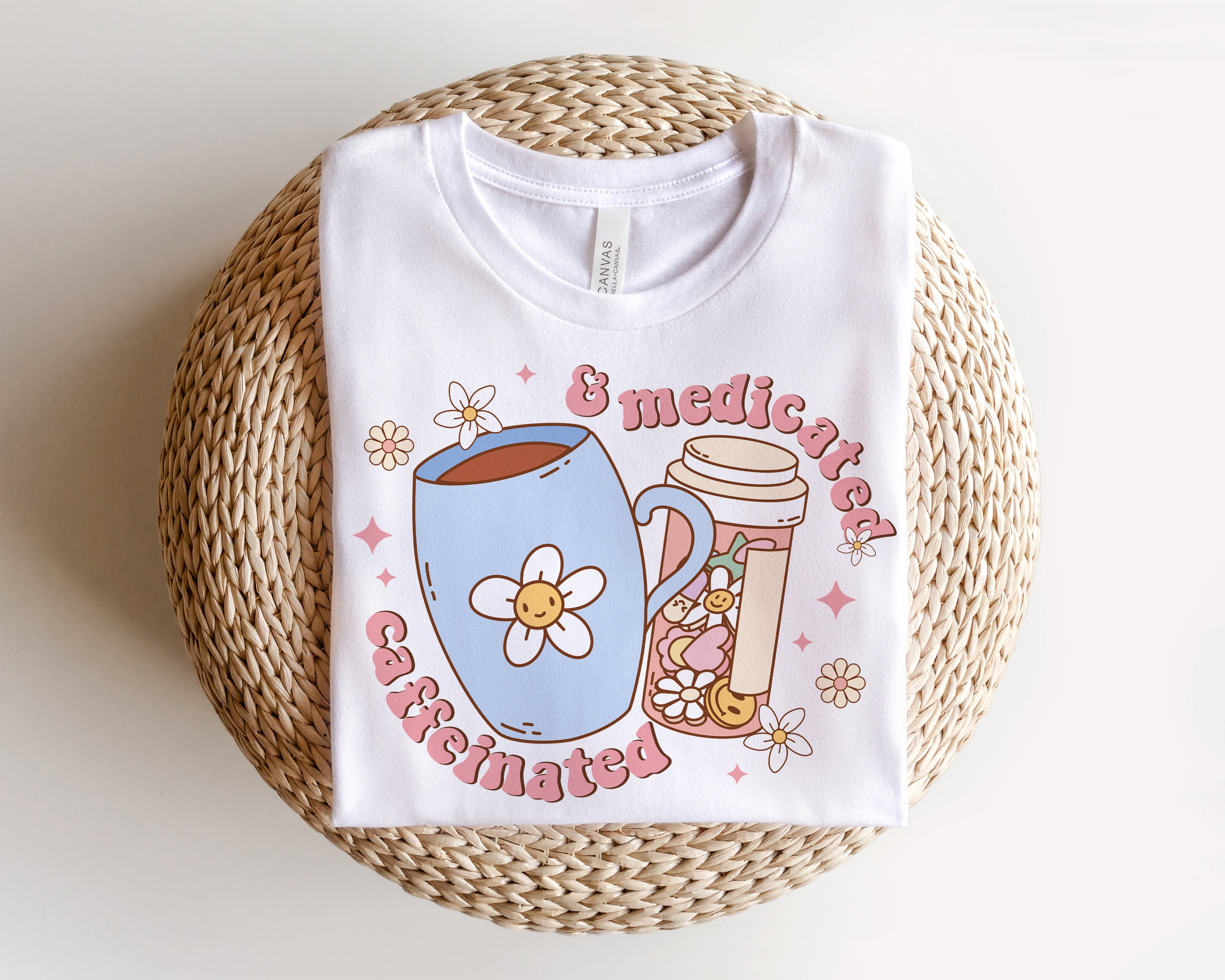 Caffeinated and Medicated Png, Cute Mental Health Design, Coffee Png ...