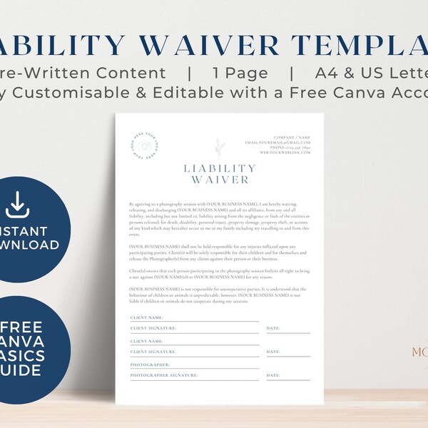 General Liability Waiver Template - Etsy
