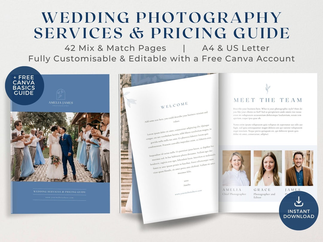 Prices and Packages Guide Template for Wedding Photographers, Marketing ...