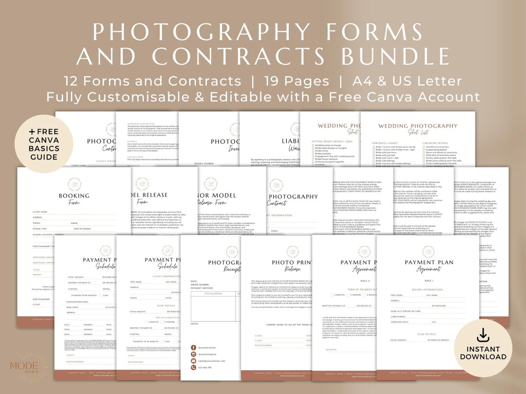 Editable Photography Business Form Template Bundle Photography Business ...
