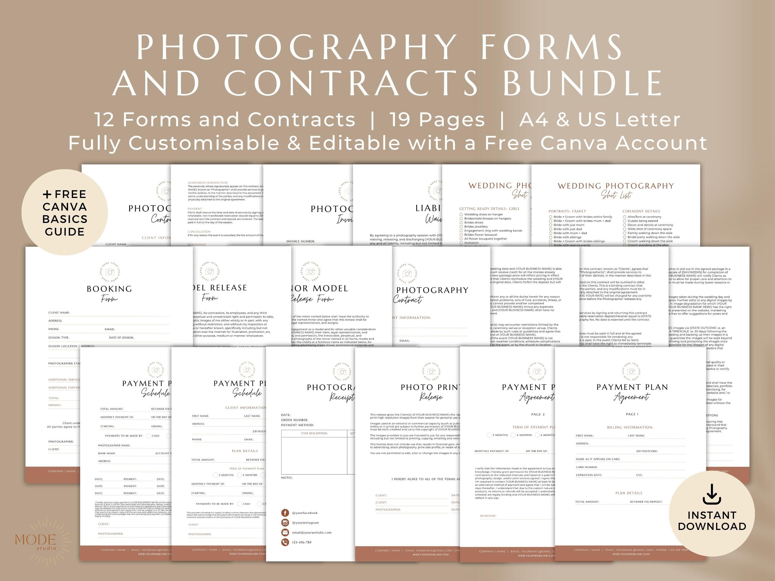 Editable Photography Business Form Template Bundle Photography Business ...