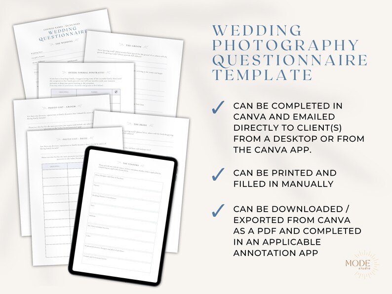 Printable Wedding Client Intake Form Template Photography - Etsy