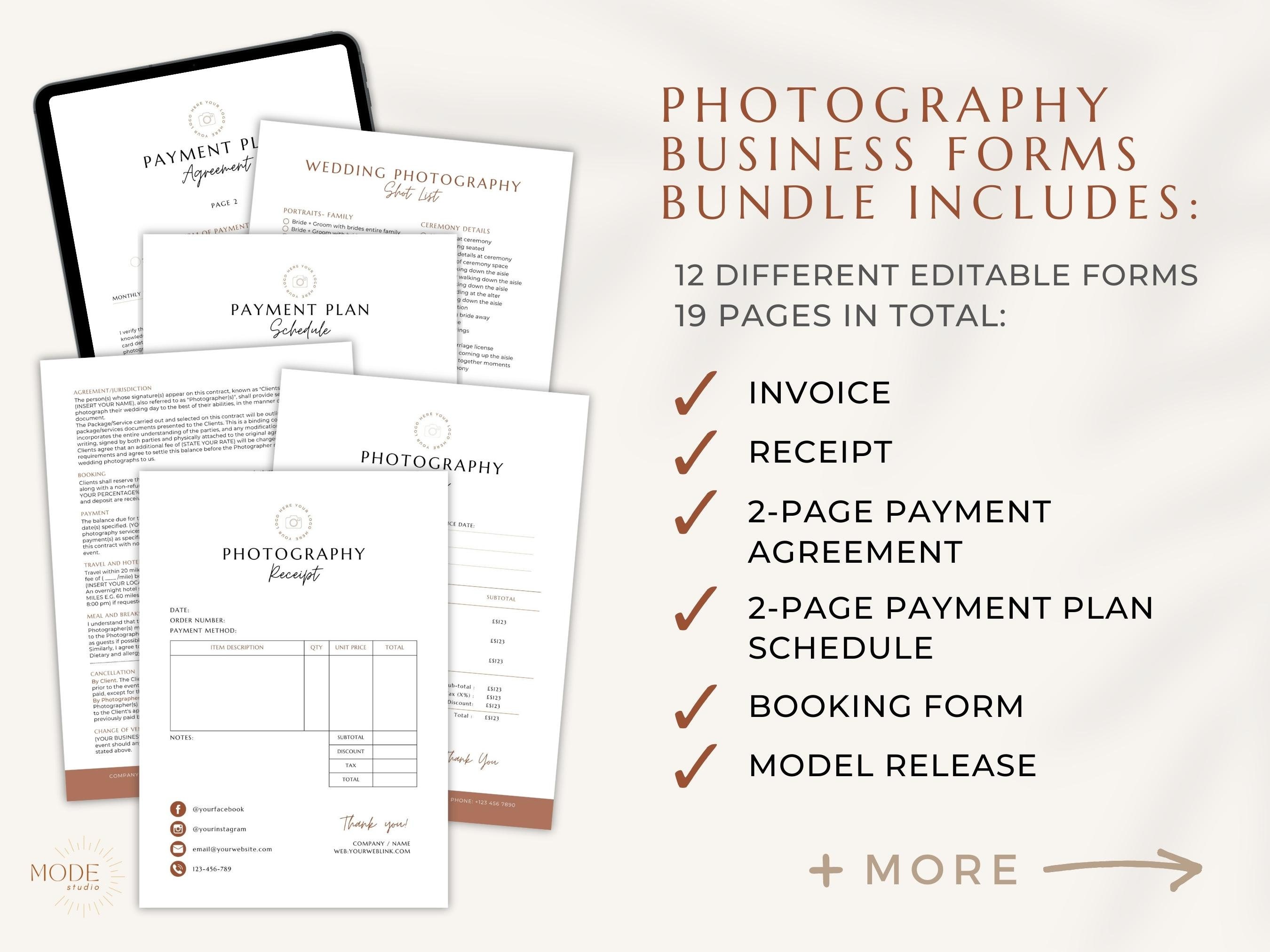 Photography Business Forms Templates - Ablebionics