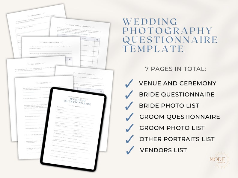 Printable Wedding Client Intake Form Template Photography - Etsy