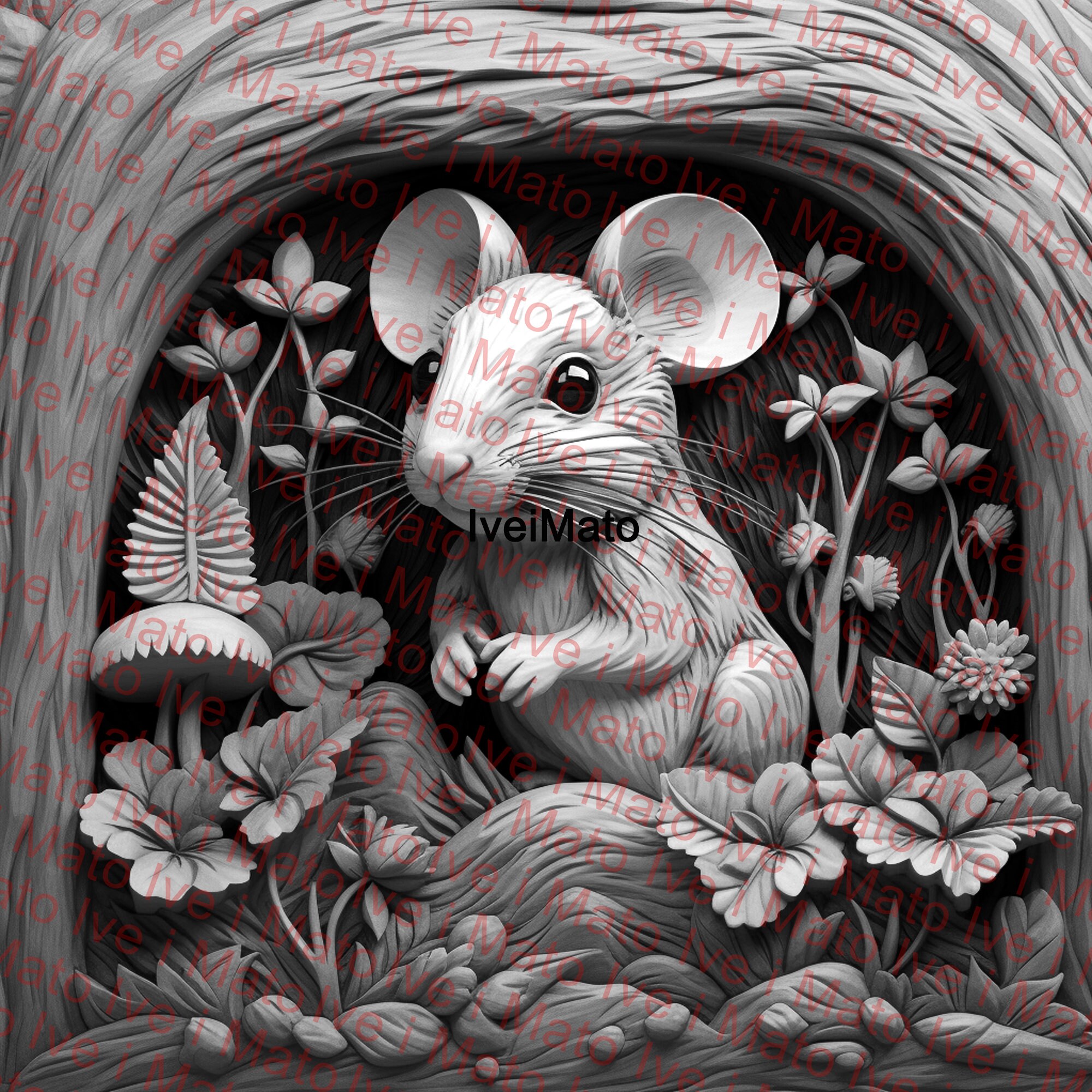 Little Mouse 3D Laser Burn PNG Digital Design Laser Engraving PNG ...