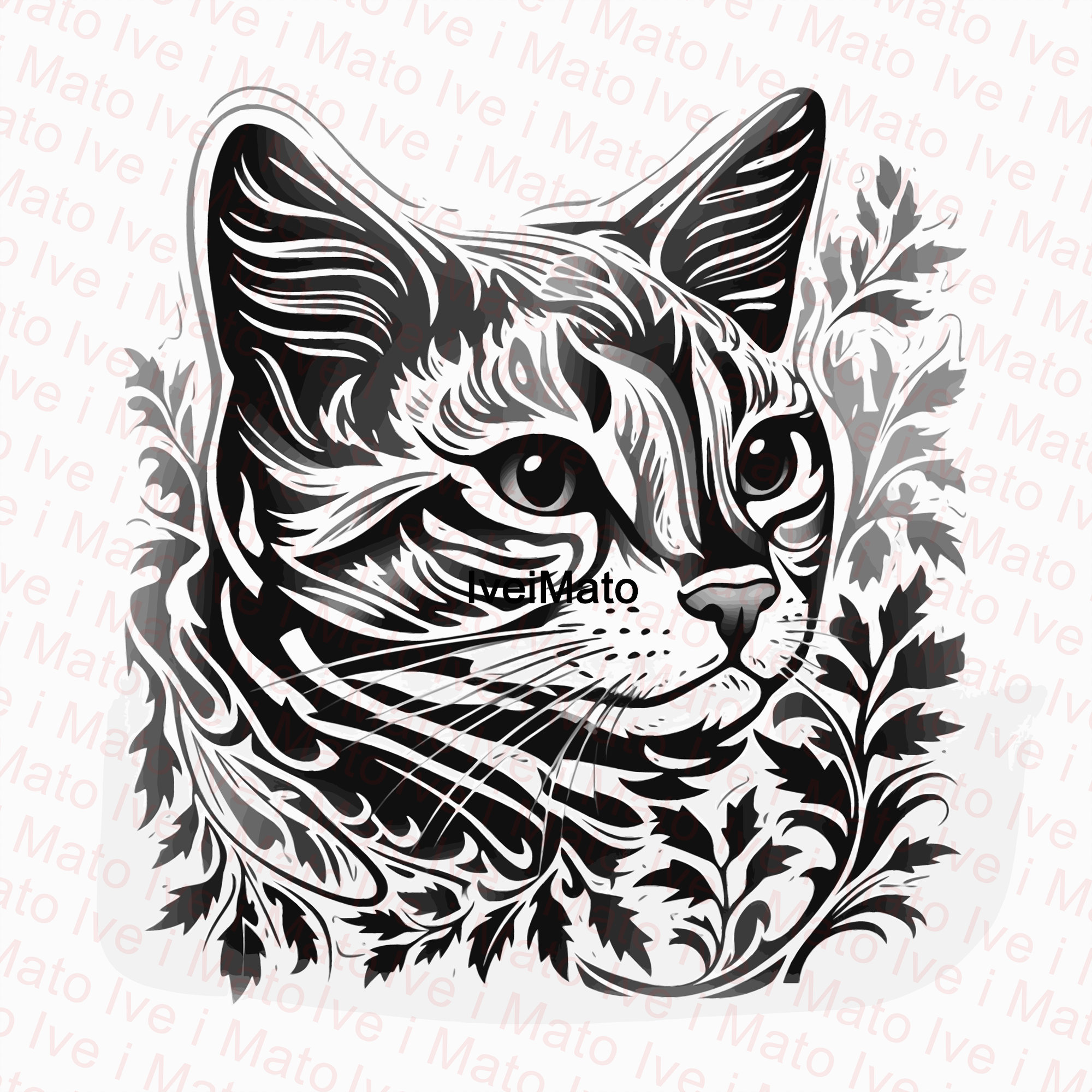 Cat Portrait Laser Engraving PNG Digital Design Engrave Xtool Glowforge ...