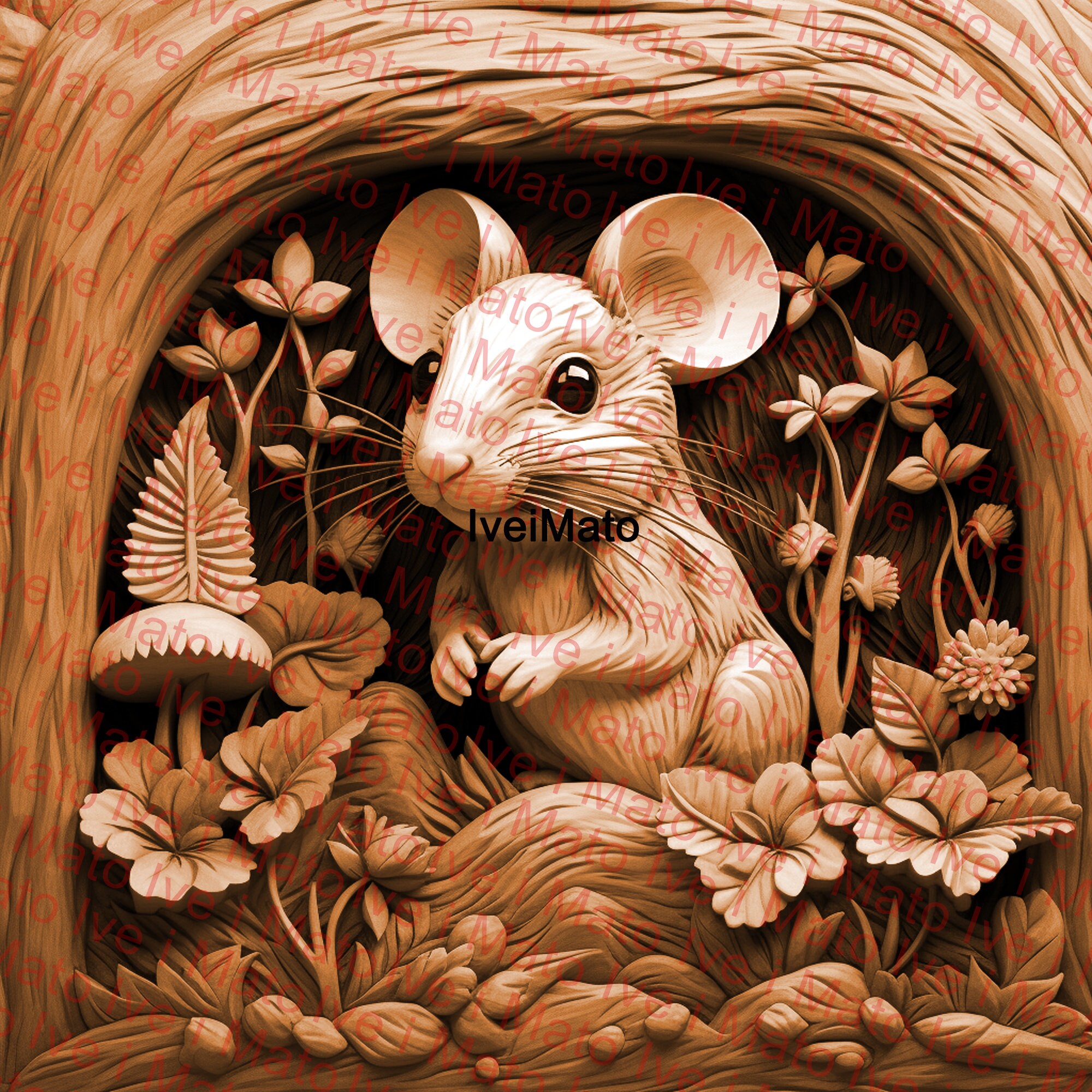 Little Mouse 3D Laser Burn PNG Digital Design Laser Engraving PNG ...