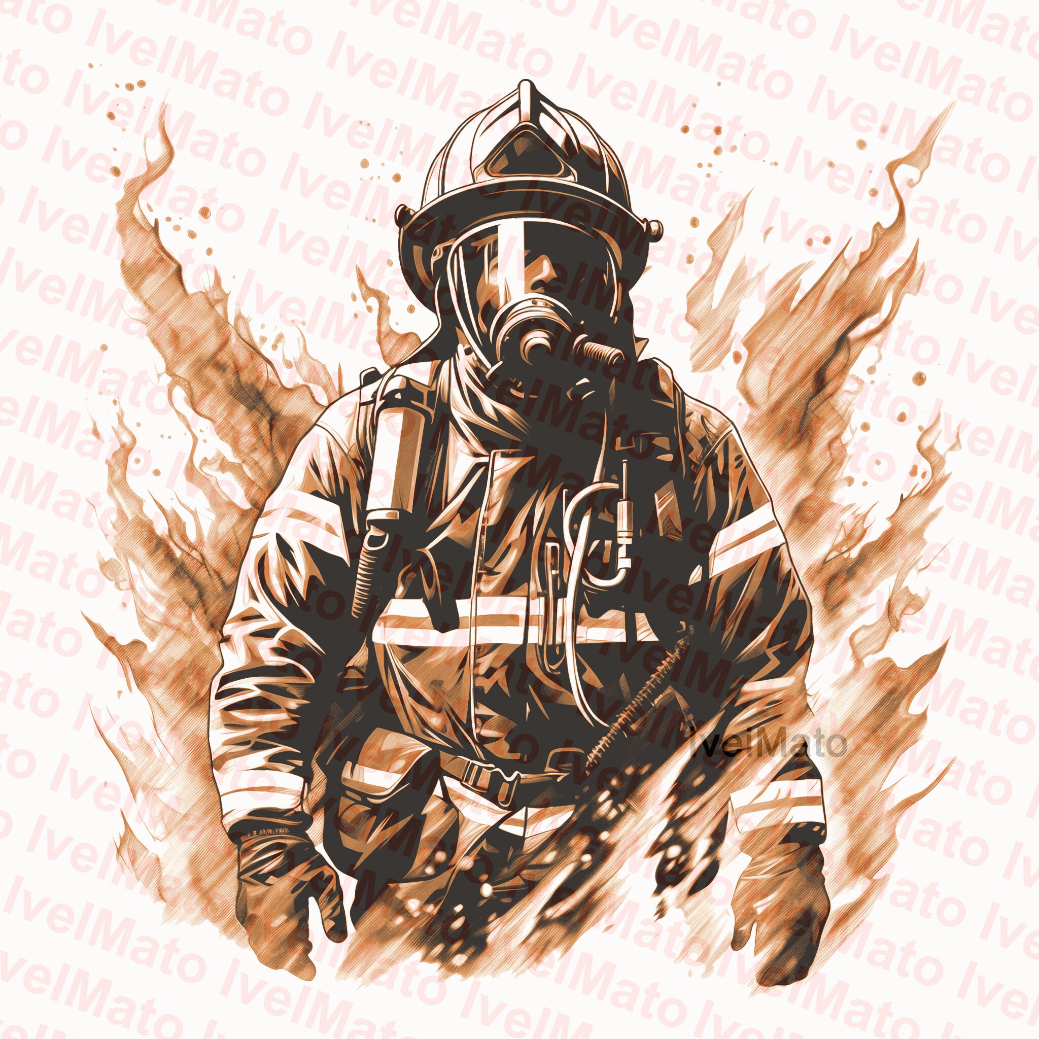 Firefighter Laser Burn PNG Digital Vector Design Xtool Glowforge ...