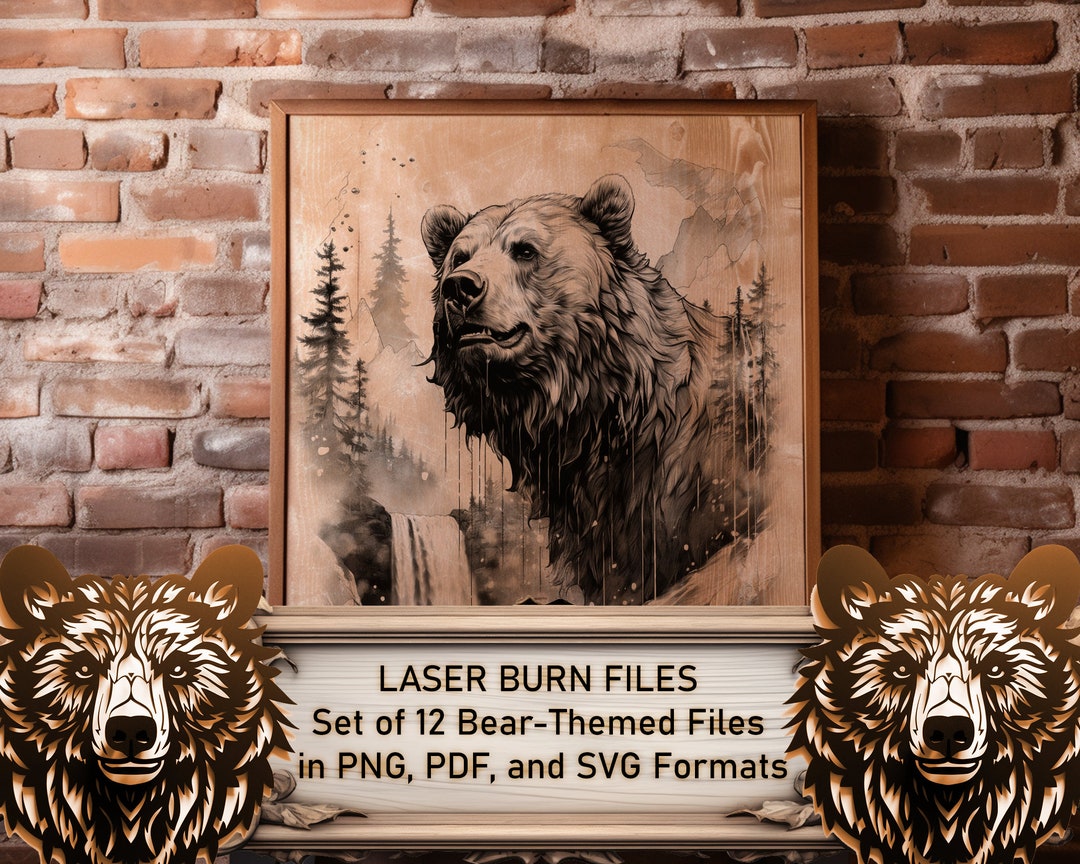 12 Bear Themed Images | Laser Ready | Digital Design | Engrave | Xtool ...