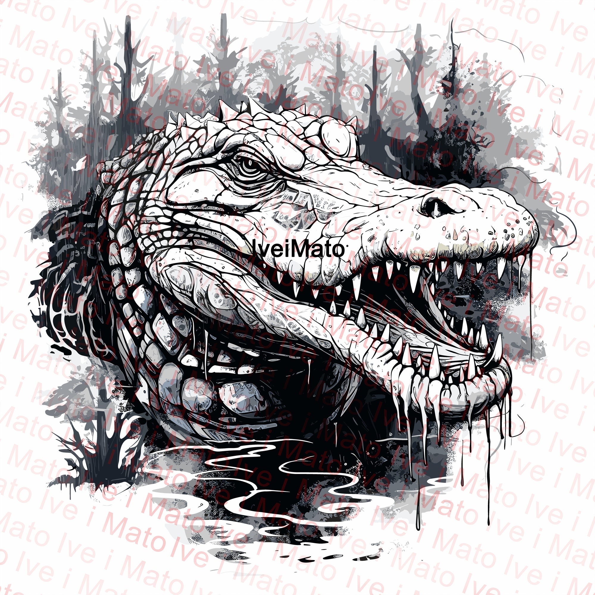 Crocodile Laser Burn PNG Digital Design Engrave Xtool - Etsy